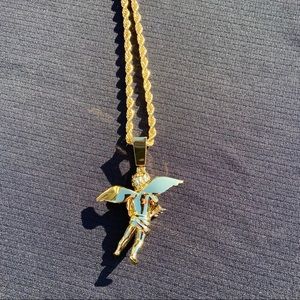 Accessories | Gold Chain Rope Chain 4mm And Icy Angel Pendant Set ...